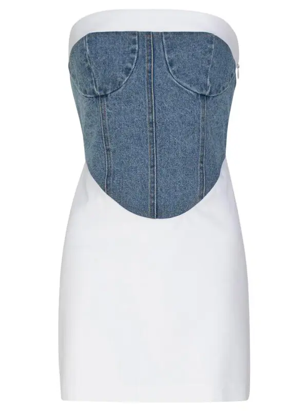 CIRCULAR PATH Donna Strapless Mini Dress - Blue/white