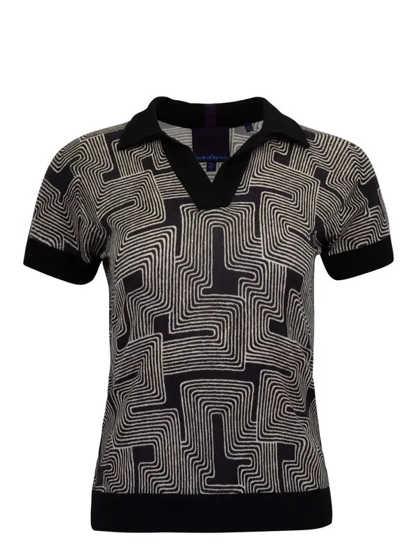 LORDS OF HARLECH Jessica Intertwine Knit Polo - Black