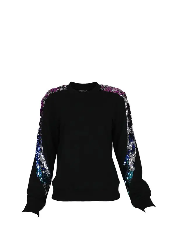 LALIPOP DESIGN Sweatshirt With Sequined Sleeves - Black