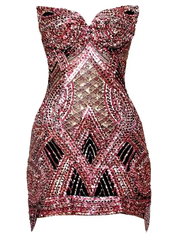 ANGELIKA JOZEFCZYK Mosaic Sequin Mini Dress - Purple