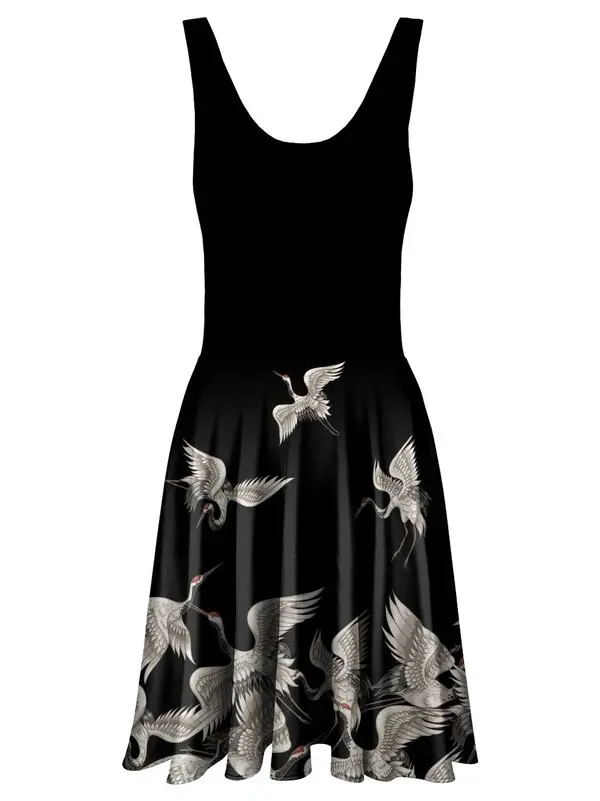 ALOHA FROM DEER Cranes Circle Dress - Black
