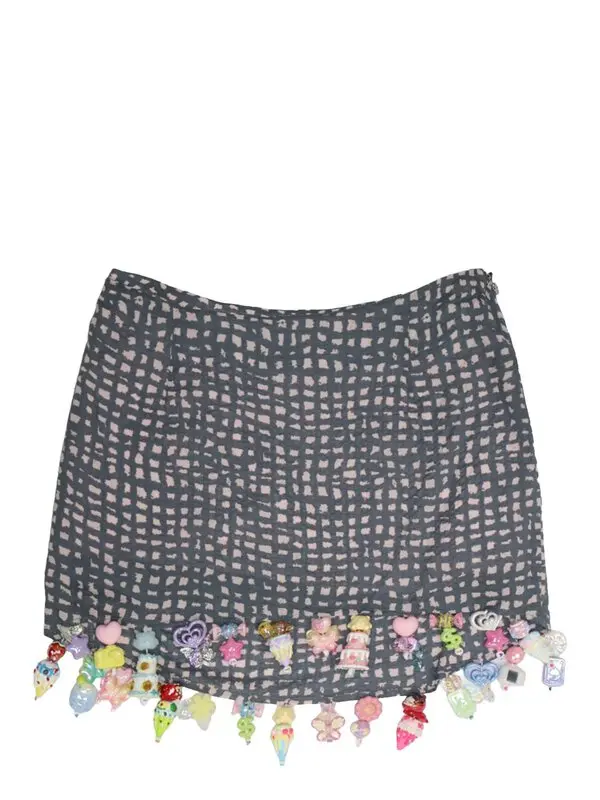 28NATELIER Mini Skirt With Beaded Embellishments - Grey/pink