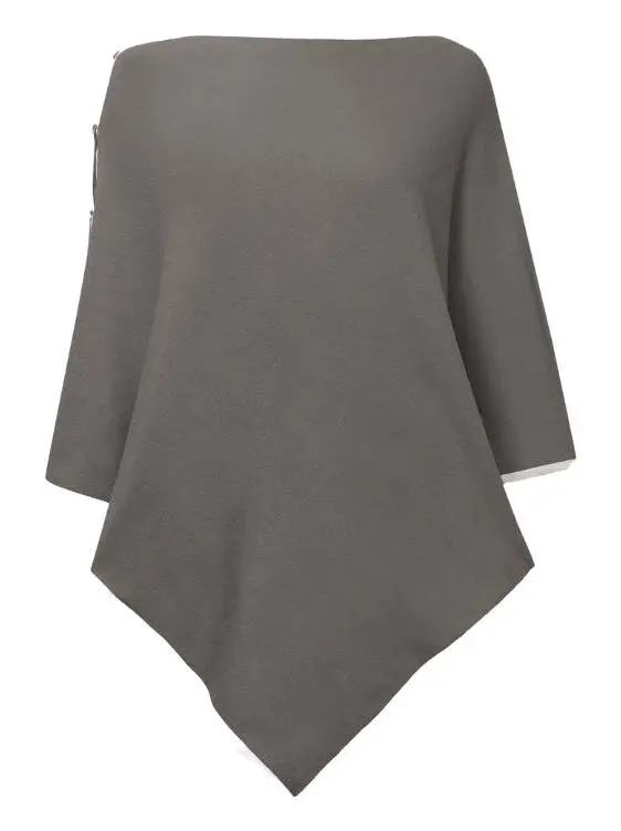 JAMES LAKELAND Button Detail Poncho Top - Grey