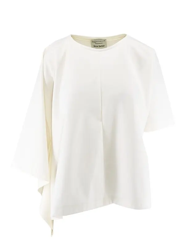 SILVIA SERBAN Asymmetrical Jersey Top - White