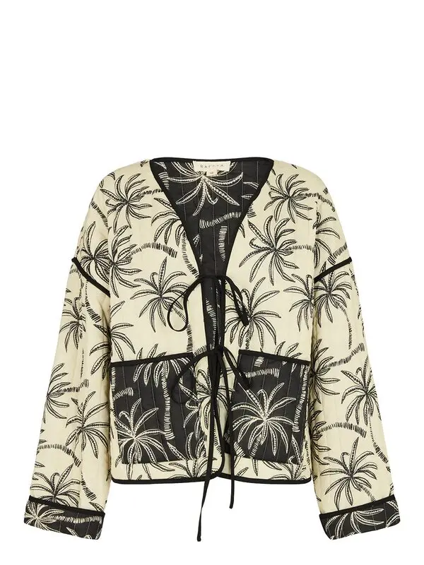 RAFFYA Felicity Palm Print Reversible Jacket - Black/white