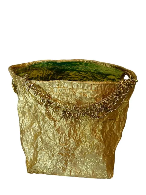ROMER MILLINERY Morphy Moldable Mini Bag With Tiered Chain - Gold/green