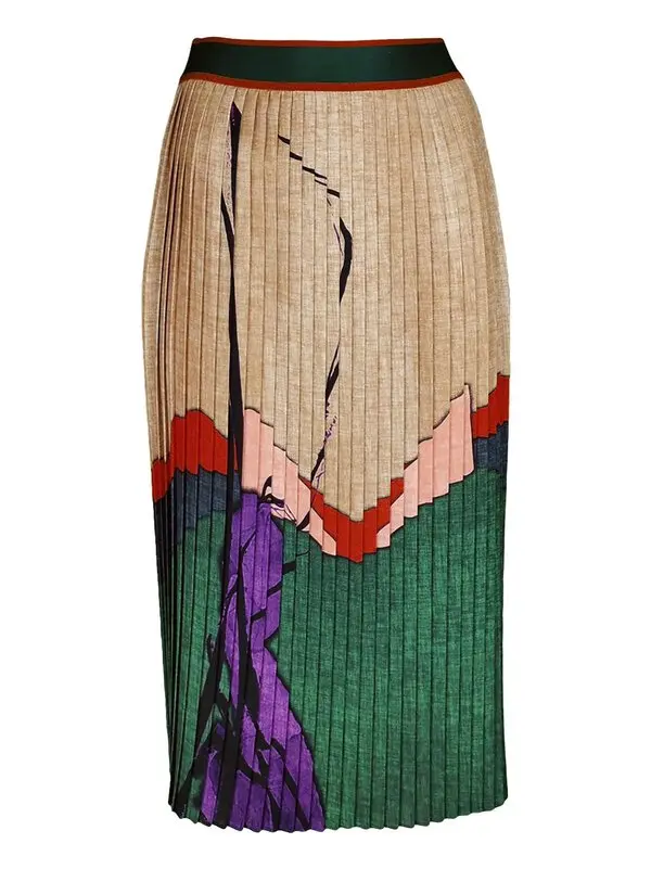 LALIPOP DESIGN Pleated Midi Skirt With Abstract Print - Purple