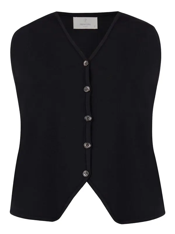 PERALUNA Aida Slim Fit Knit Waistcoat - Black