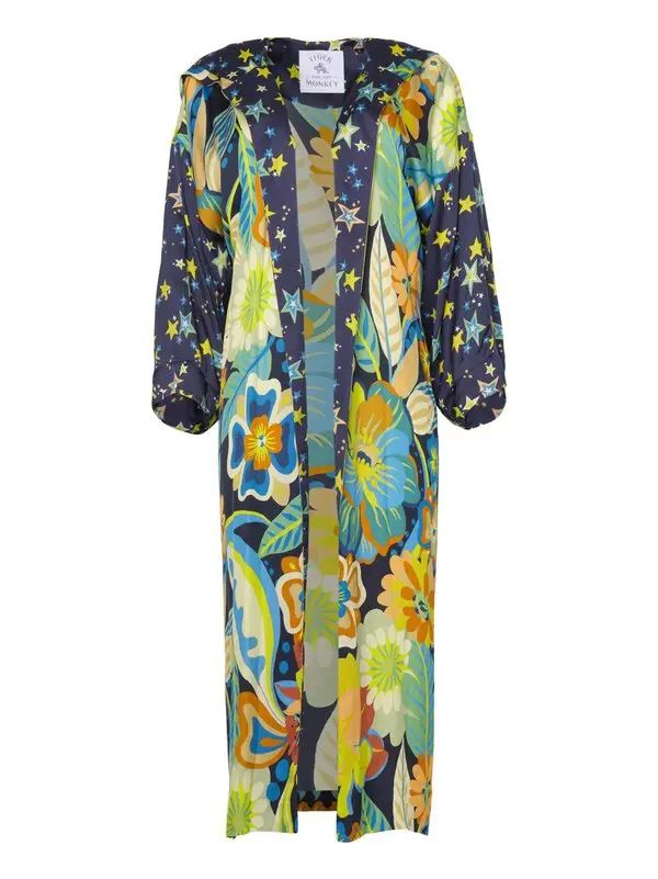 TIGER AND THE MONKEY Ecovero Viscose And Silk Coverup Robe - Blue