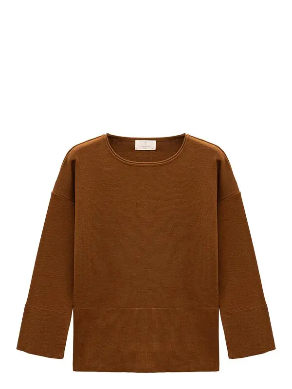 PERALUNA Rio Flat Knit Boat-neck Jumper - Brown