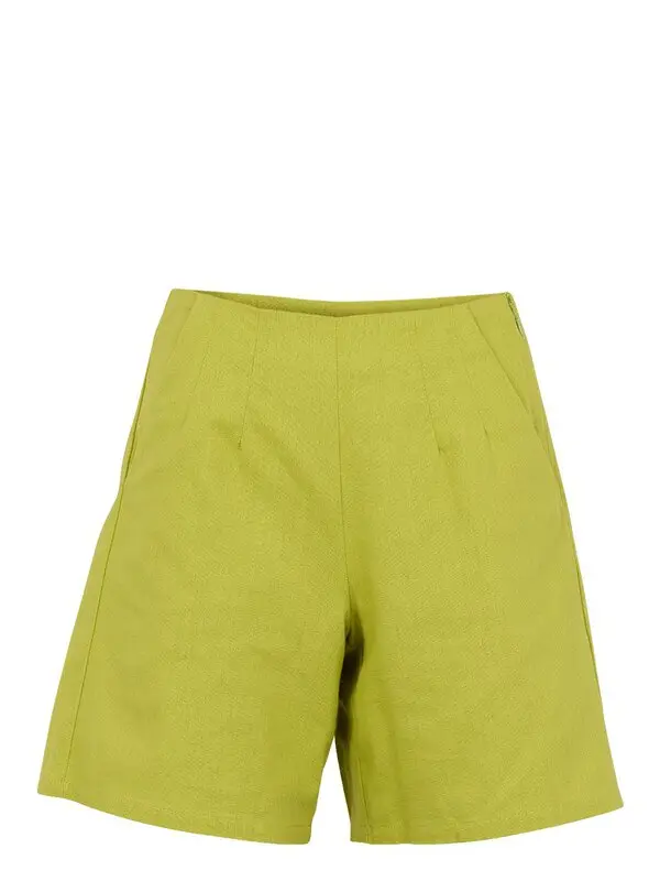 ZETAYE Tailored Linen-cotton Blend Short - Green