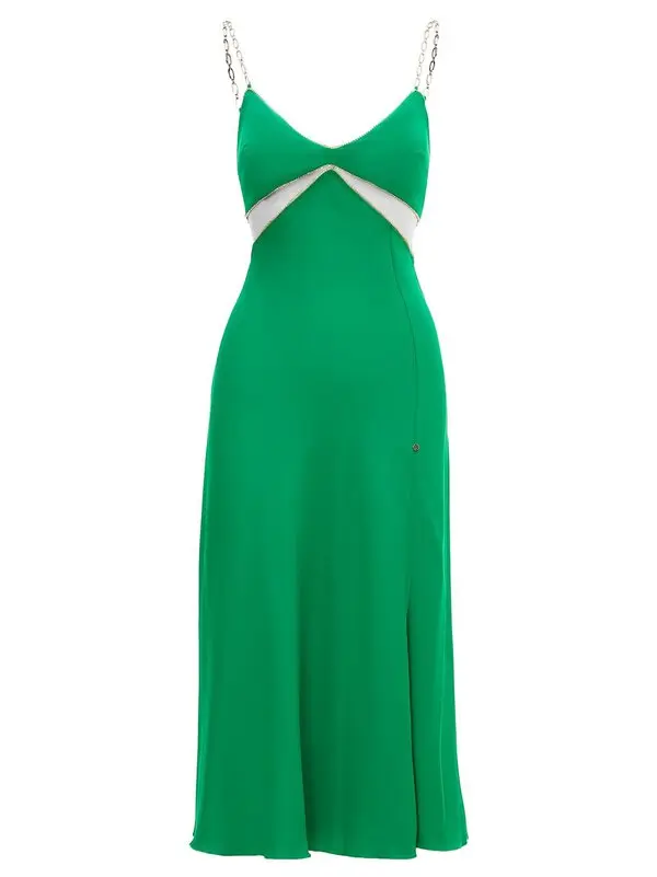 NISSA Embellished Midi Dress - Green