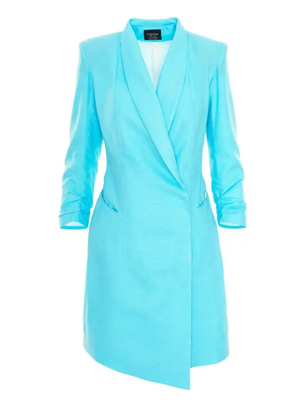 AVENUE N°29 Asymmetric Tailored Blazer Dress - Blue