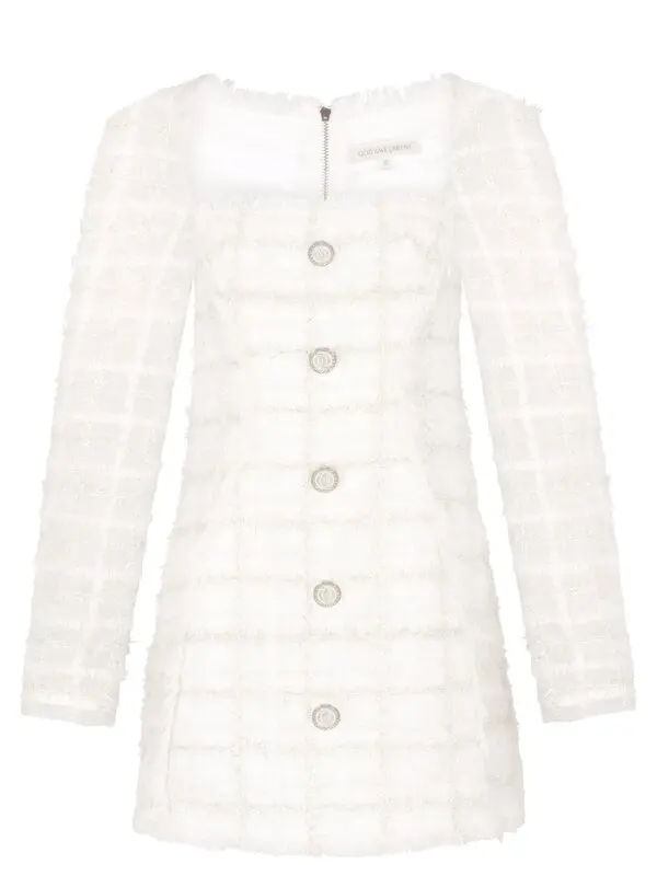 GOD SAVE QUEENS Executive Tweed Long Sleeve Dress - White