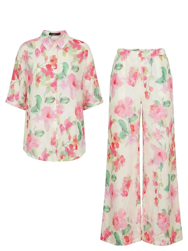 CY BOUTIQUE Floral Print Cotton-blend Co-ord Set - Pink
