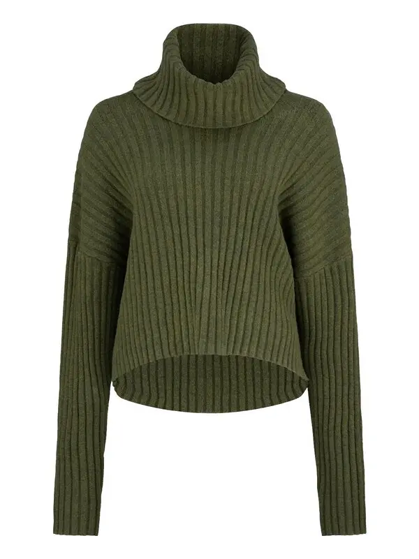 DREF Ida Ribbed Roll Neck Jumper - Green