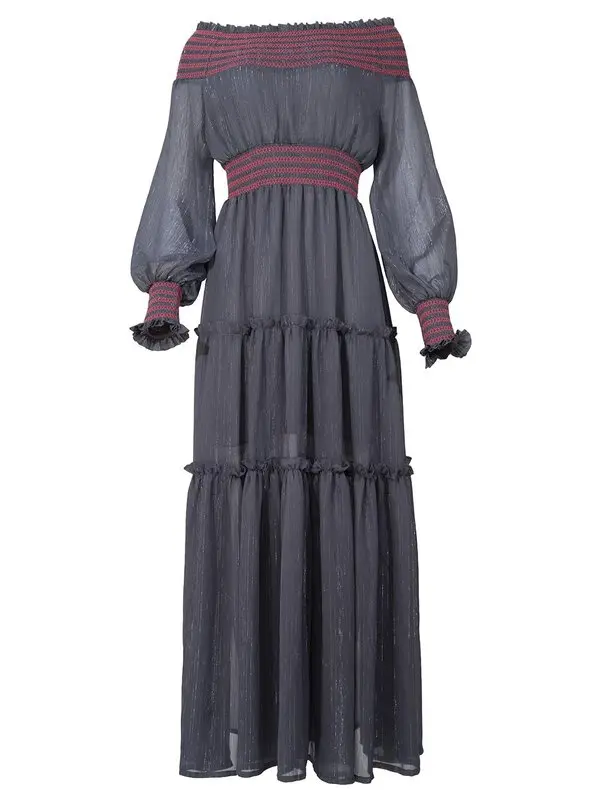 VIVIENNE PASH Charli Off-shoulder Maxi Dress - Grey