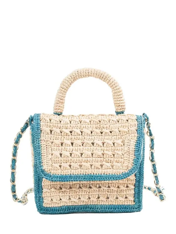 ZANATANY CONCEPTS Handknit Raffia Tote Bag - Blue