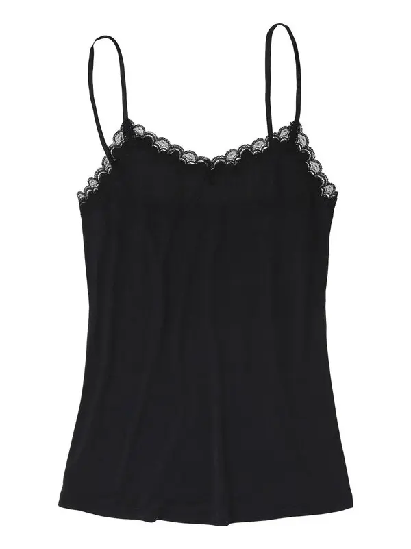 Uwila Warrior Soft Silk Lace Trimmed Camisole - Black