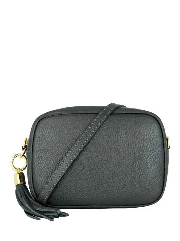 APATCHY LONDON Leather Crossbody Camera Bag With Tassel - Grey