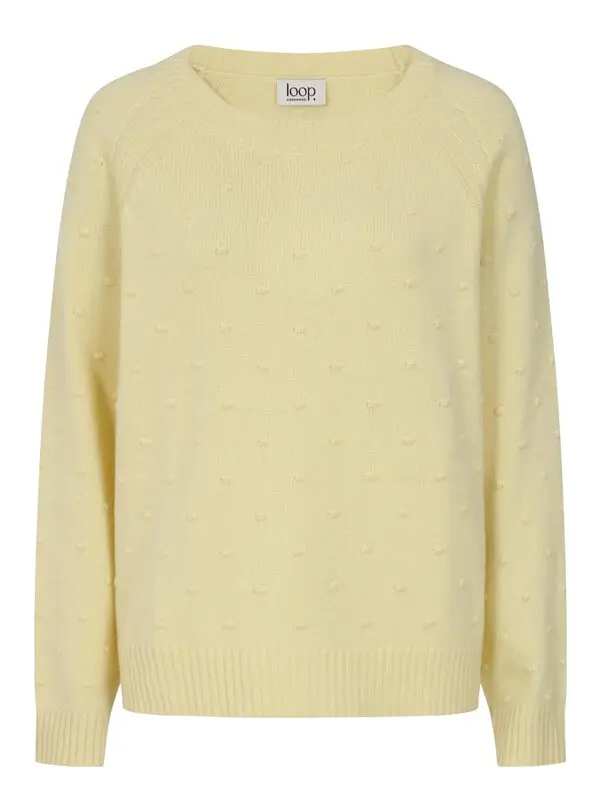 LOOP CASHMERE Bobble Crew Neck Cashmere Sweater - Yellow