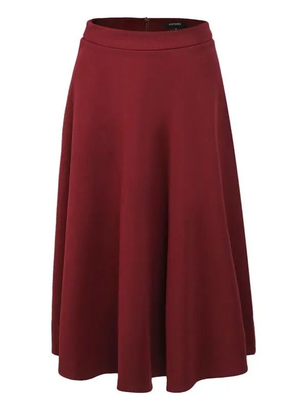 SMART AND JOY Flared Knee-length Skirt - Red