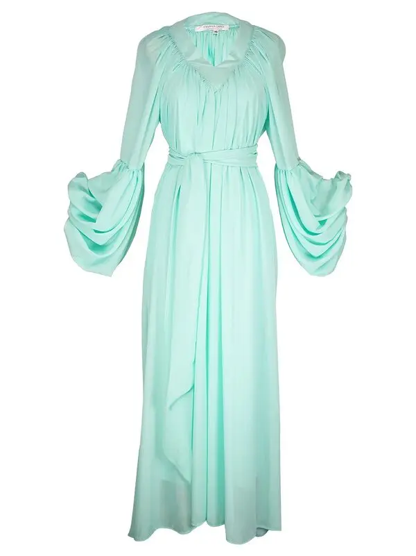 JENNAFER GRACE Chiffon Maxi Dress With Bishop Sleeves - Blue