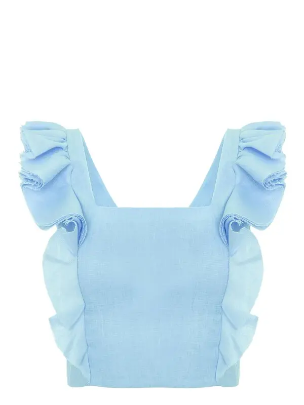 UNDERFLIRTY Flirty Linen Top - Blue