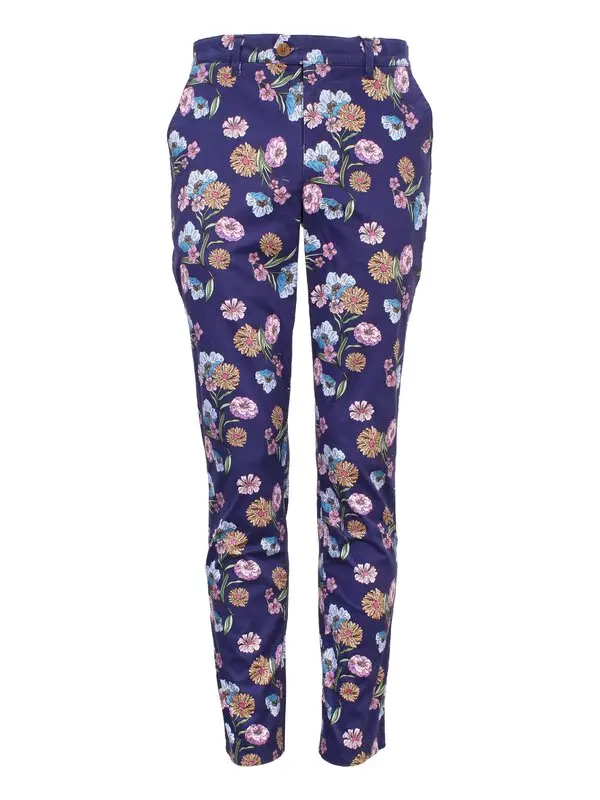 LORDS OF HARLECH Purple / Blue Jack Lux Spaced Floral Pant Navy - Purple/blue