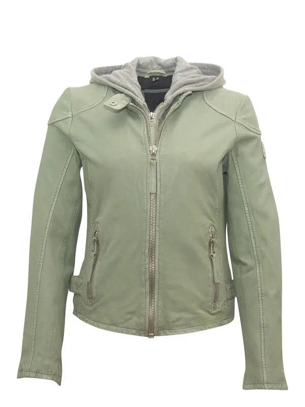 Mauritius Leather Zip-up Jacket - Green