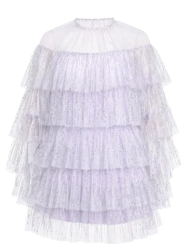 Mac Duggal Embellished High Neck Ruffle Mini Dress - Purple