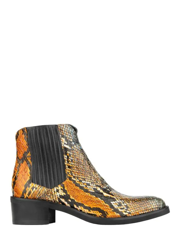 EMBASSY LONDON USA Texas Snakeskin Chelsea Boot - Orange/black/brown
