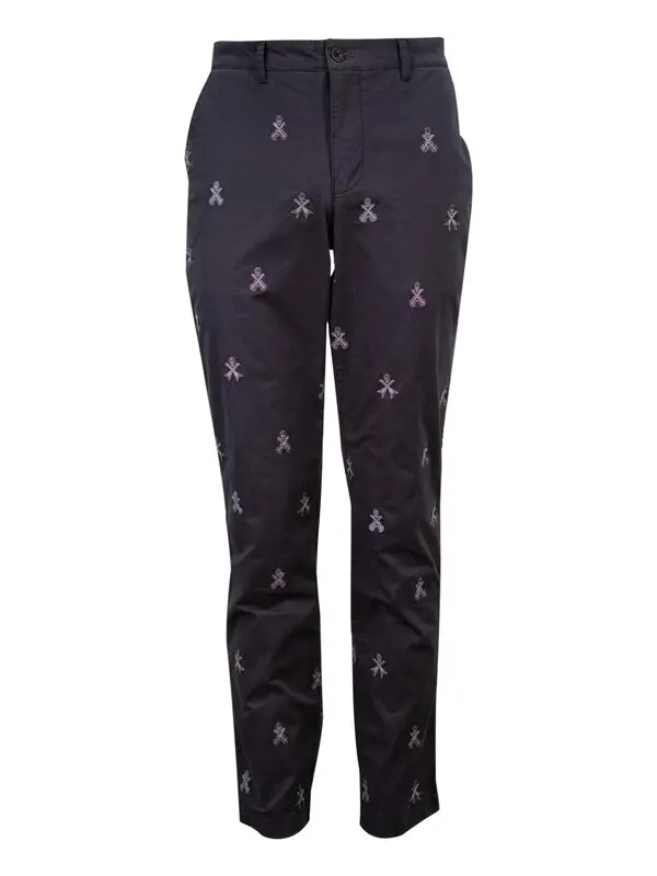 LORDS OF HARLECH Charles Rockskull Embroidery Trousers - Black