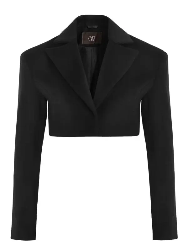OW Nova Cropped Wool-blend Blazer - Black