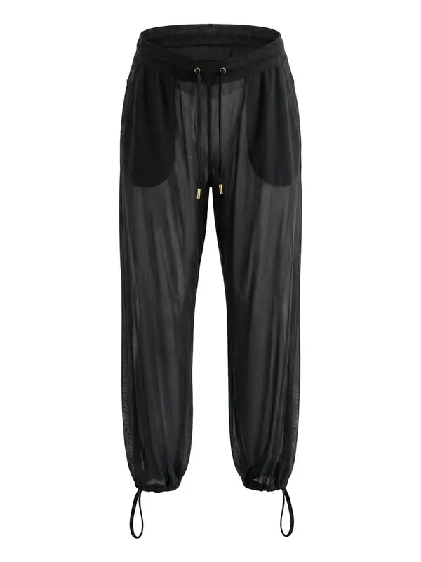 SEROTONE SWIM Swim Cover Up Mesh Drawcord Joggers - Black