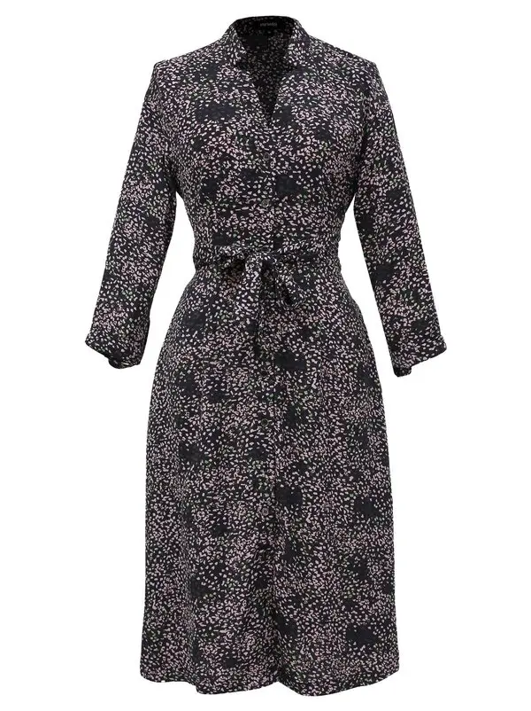 SMART AND JOY Minimalist Printed Tea Dress - Black