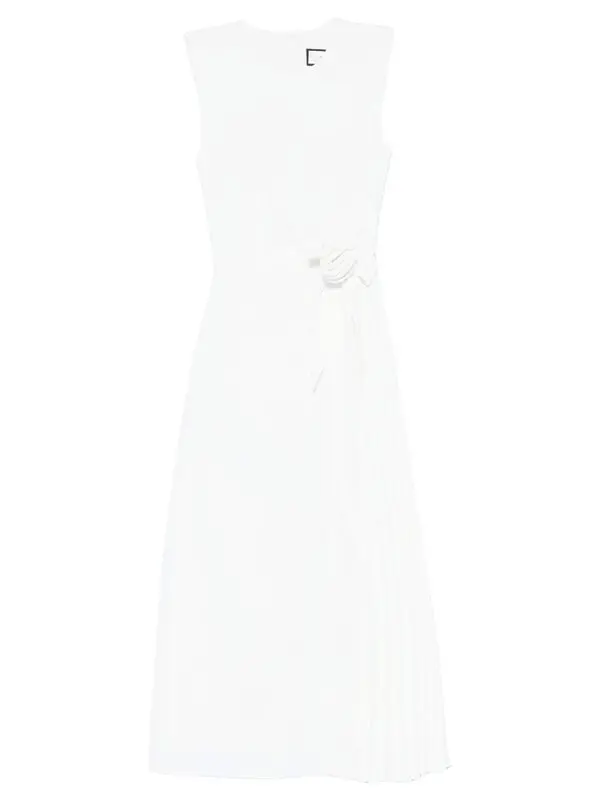 NISSA Floral-appliqué Detail Midi Dress - White