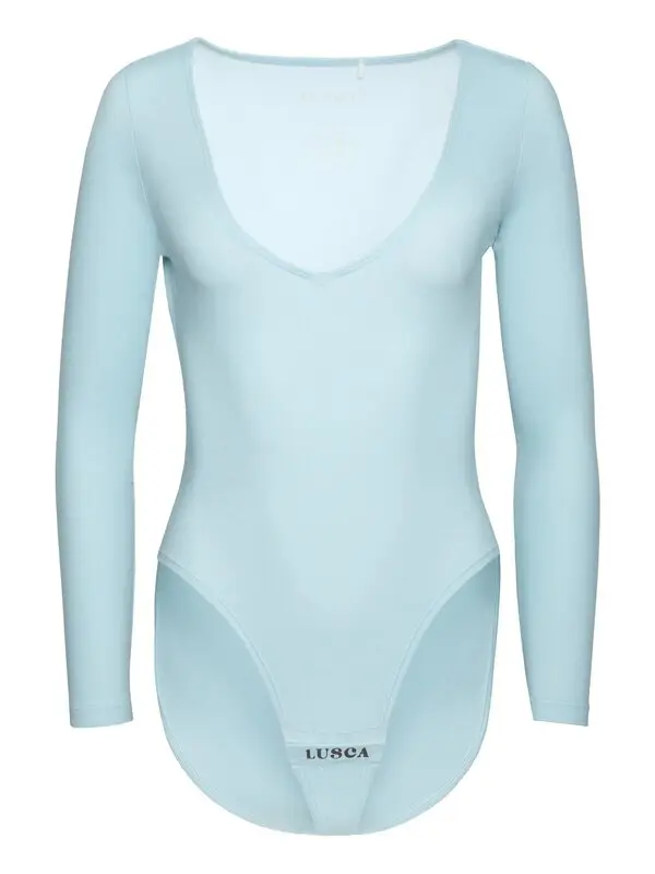 LUSCA Alia Soft Stretch V-neck Bodysuit - Blue