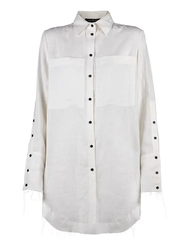 UNA BERZINA Oversized Linen Shirt - White