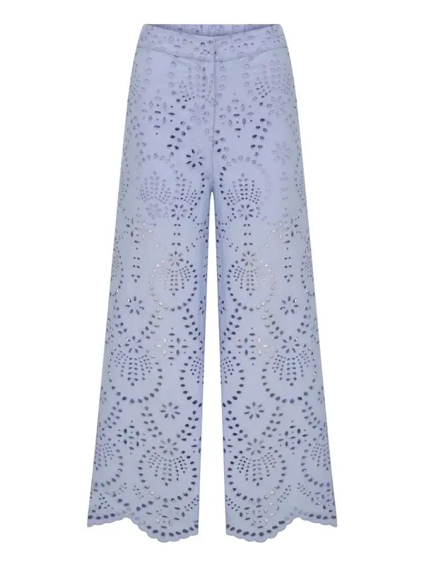 THISISU COLLECTION Solstice Broderie Anglaise Wide Leg Pant - Blue