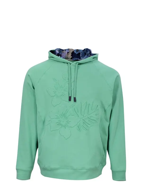 LORDS OF HARLECH Hank Embossed Floral Hoodie - Green