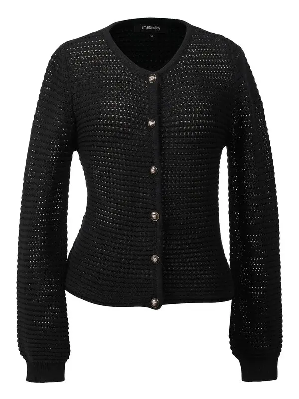 SMART AND JOY Textured Knit Cardigan - Black