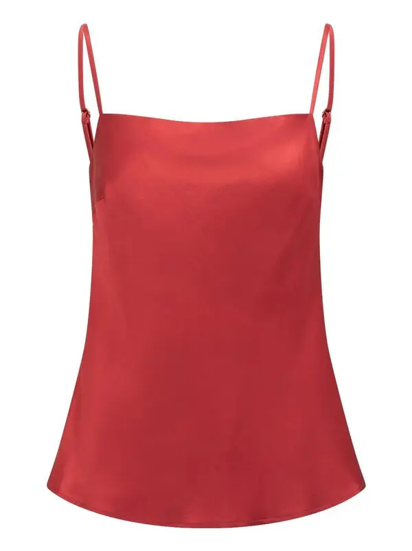 ME ESSE Lily Stone-washed Silk Slim Strap Top - Red