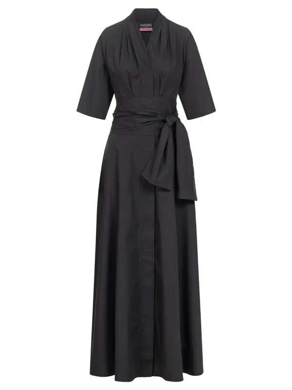MARIANNA DÉRI Maxi Shirtdress With Detachable Belt - Black