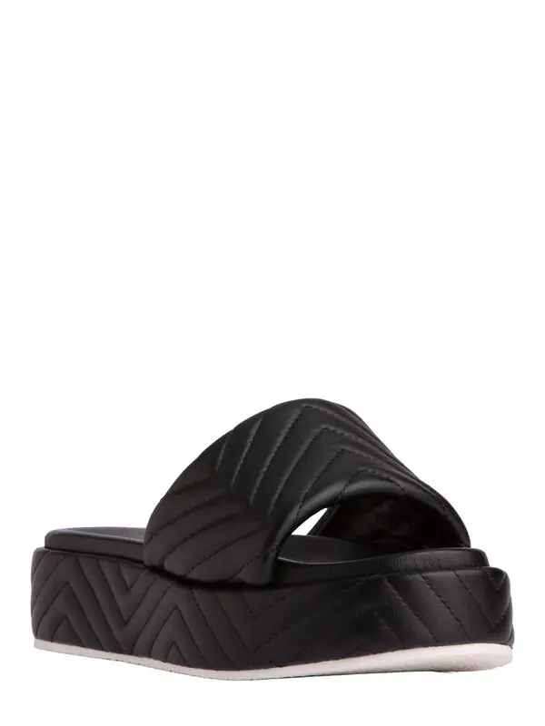 BEAUTIISOLES BY ROBYN SHREIBER MADE IN ITALY Deedee Leather Platform Slide Sandal - Black