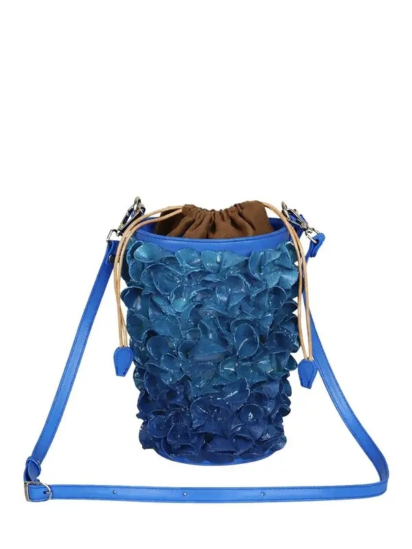 F3ROG BY RANA Crossbody Leather Bucket Bag - Blue