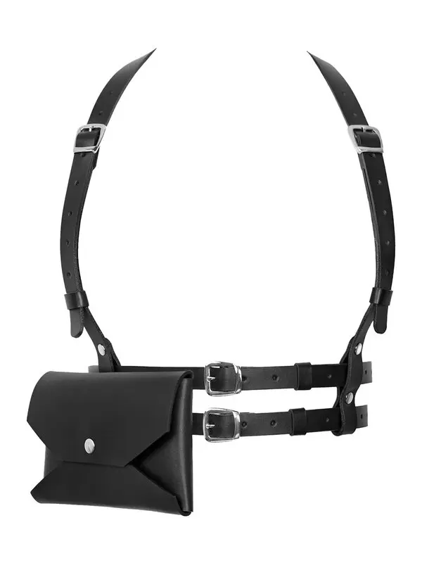 BADASS & GODDESS LEATHER Athena Leather Harness With Phone Pouch - Black/silver