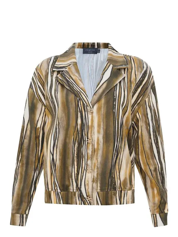 EXQUISE Striped Melina Jacket - Brown/yellow
