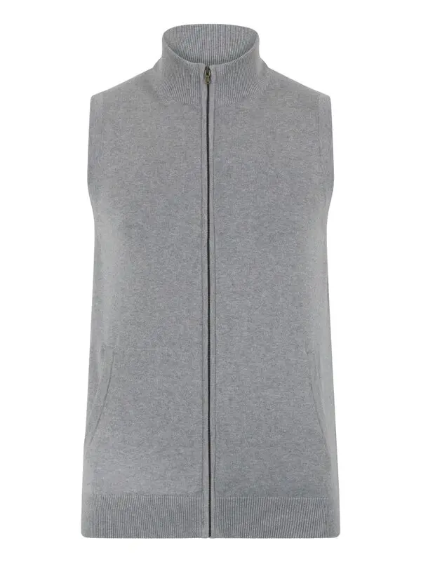 PAUL JAMES KNITWEAR Lightweight Cotton Zip-up Gilet - Grey