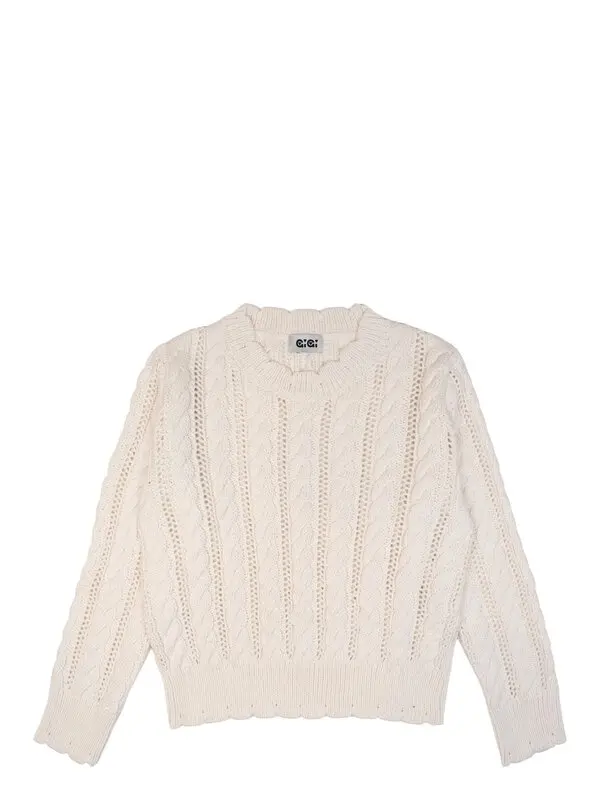 GIGI KNITWEAR Ailis Eyelet Sweater In Ivory - White